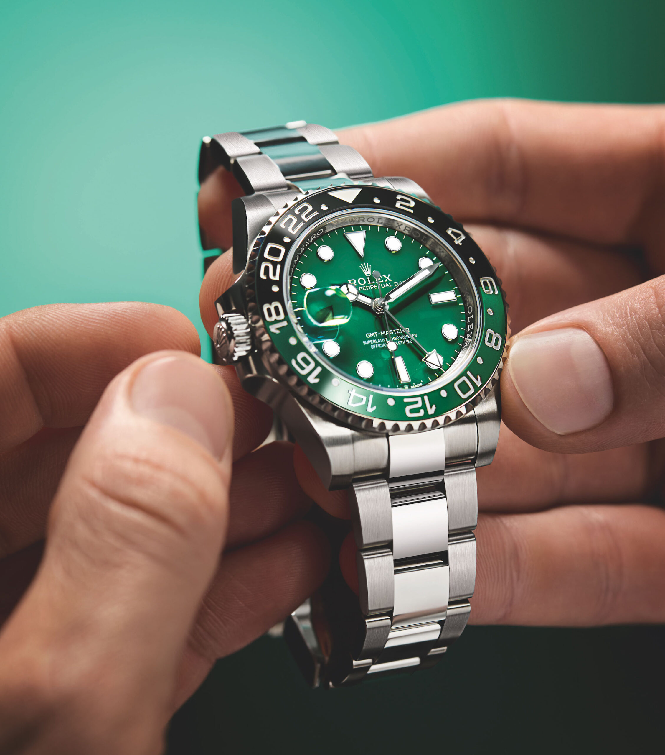 NEW ROLEX Lefty "Sprite" in 18kwg w/green ceramic dial | Amit Dev Handa